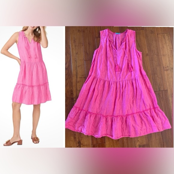 J. McLaughlin | Dresses | J Mclaughlin Pink Christa 0 Linen Tiered ...